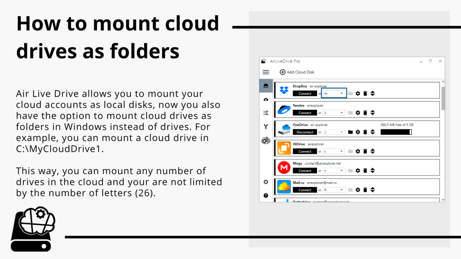 How to mount cloud drives as folders