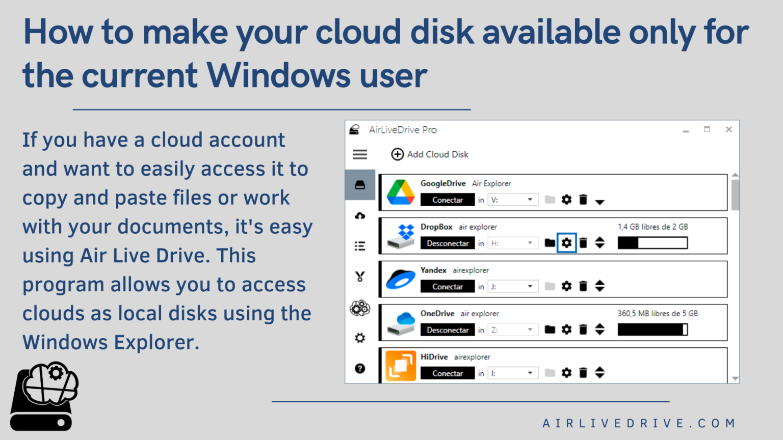 How to make your cloud disk available only for the current Windows user