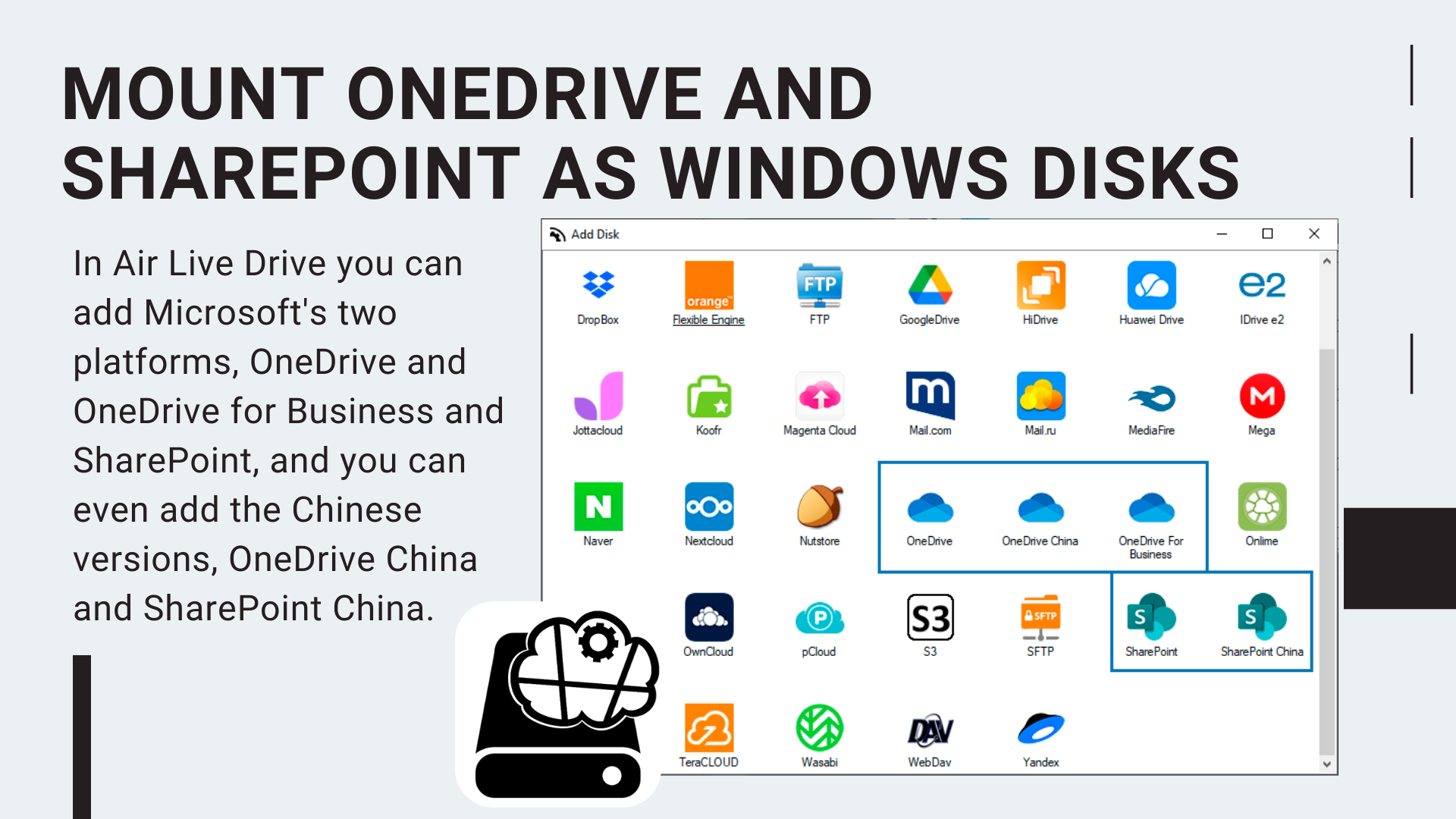 Mount OneDrive and SharePoint as Windows disks